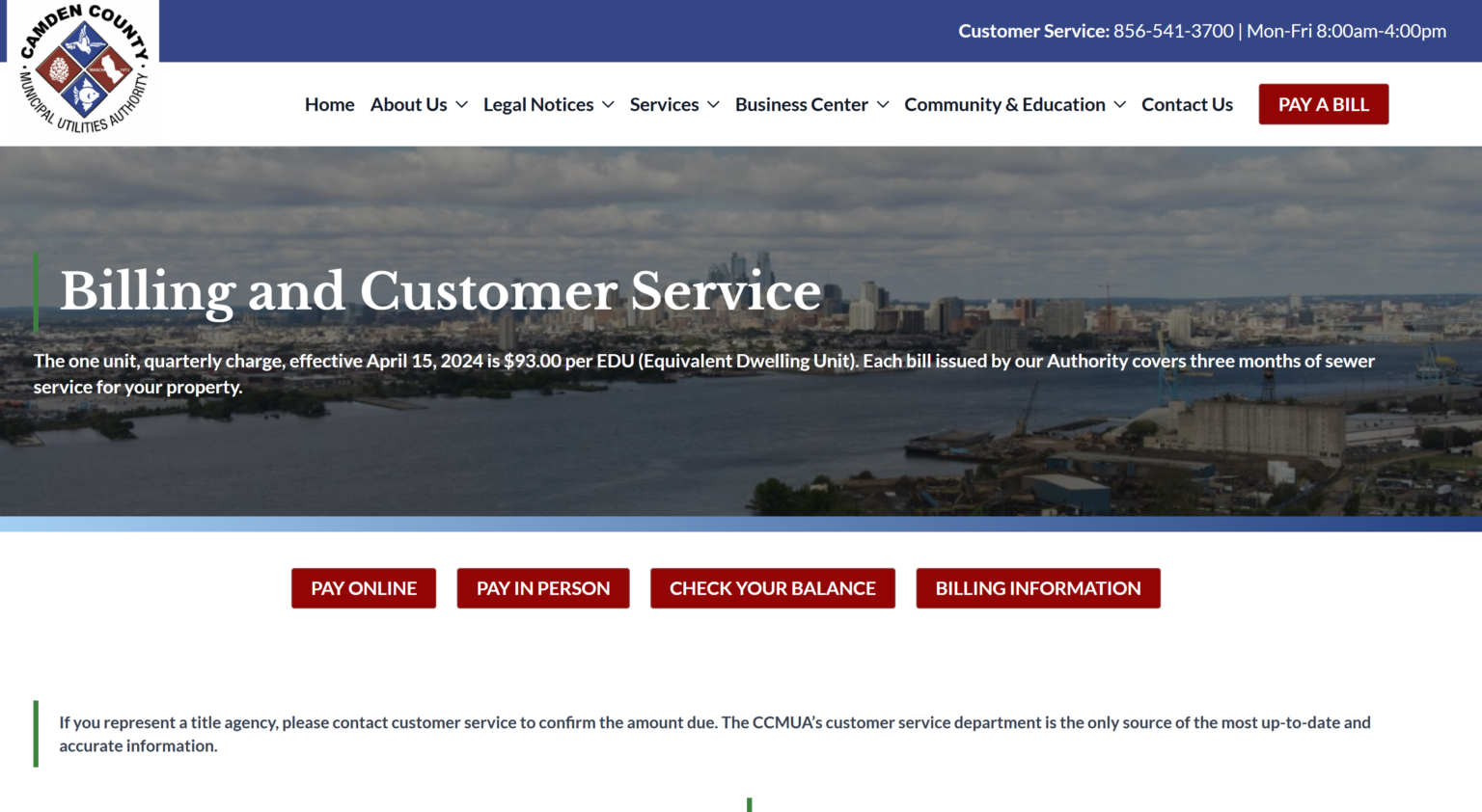 CCMUA Bill Pay Online: Camden County Municipal Utilities Authority ...